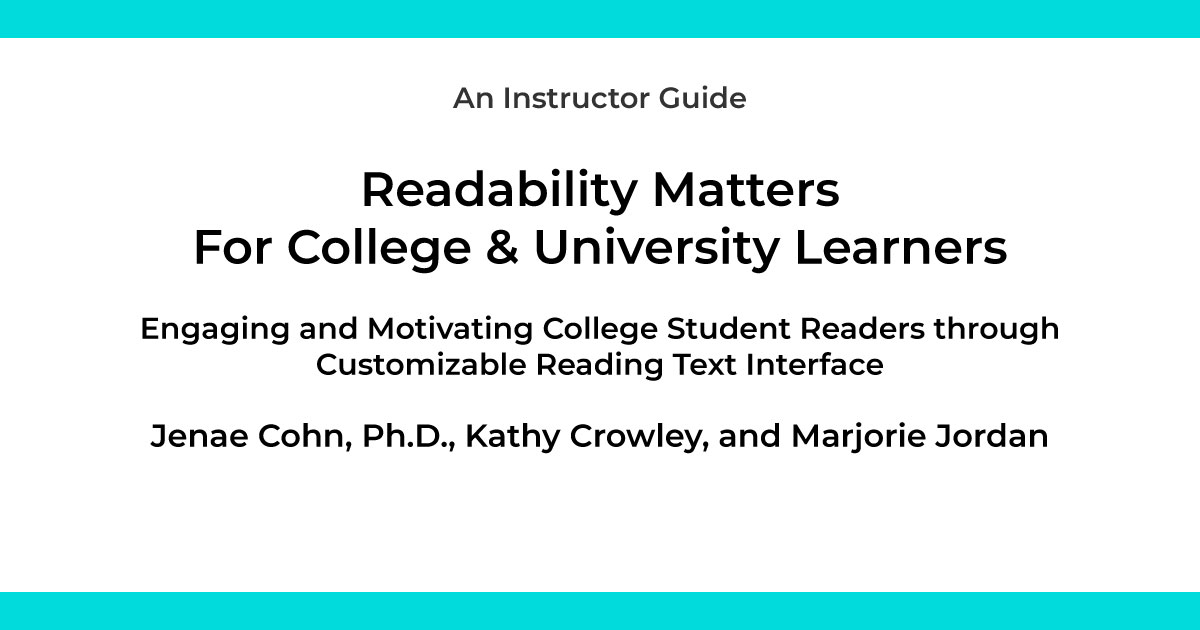 Engaging and Motivating College Student Readers | Readability Matters