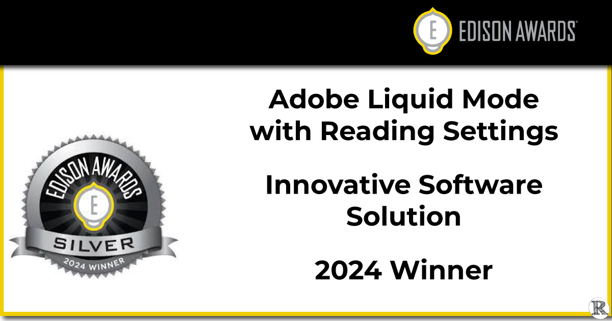 Adobe Reader Liquid Mode wins Edison Award | Readability Matters